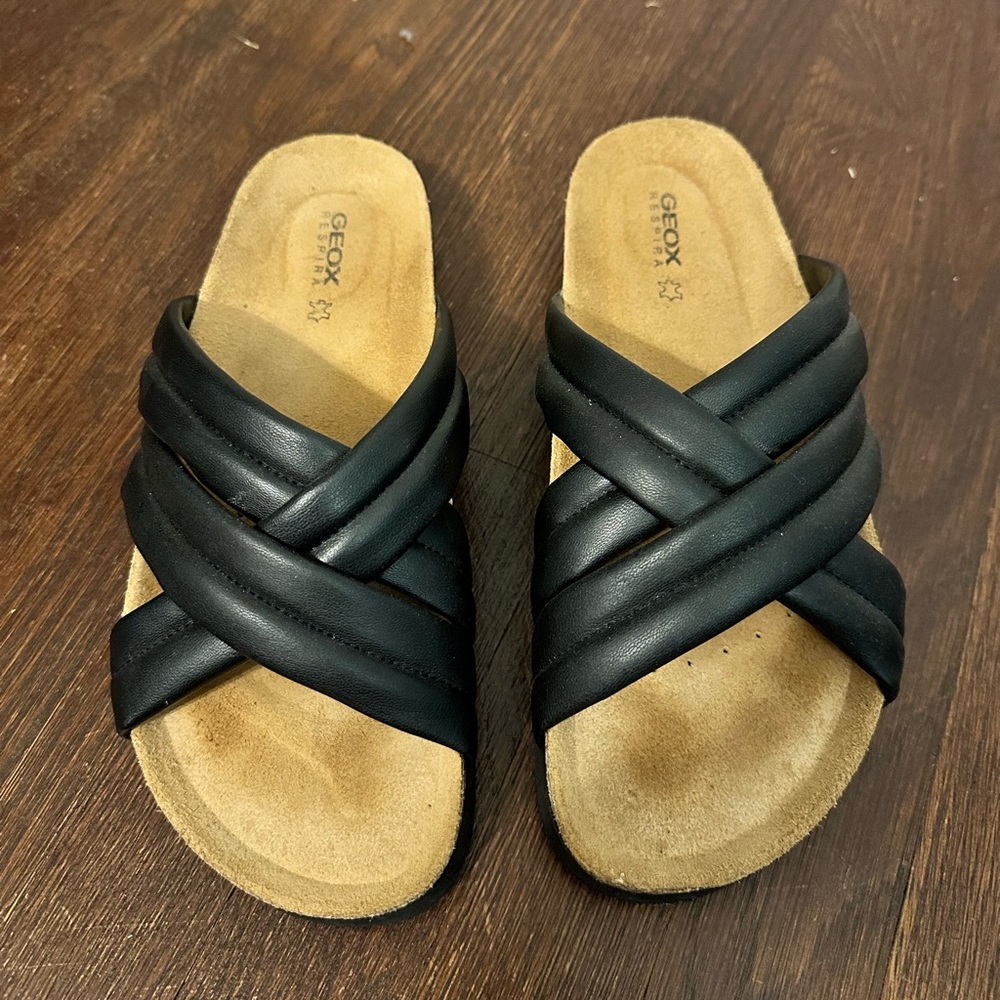 Black Leather Sandals; Made In Italy - Gem